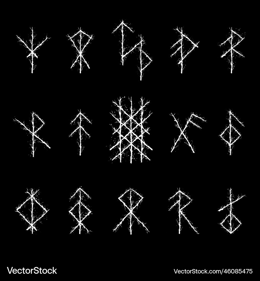Tree branch bind runes black Royalty Free Vector Image