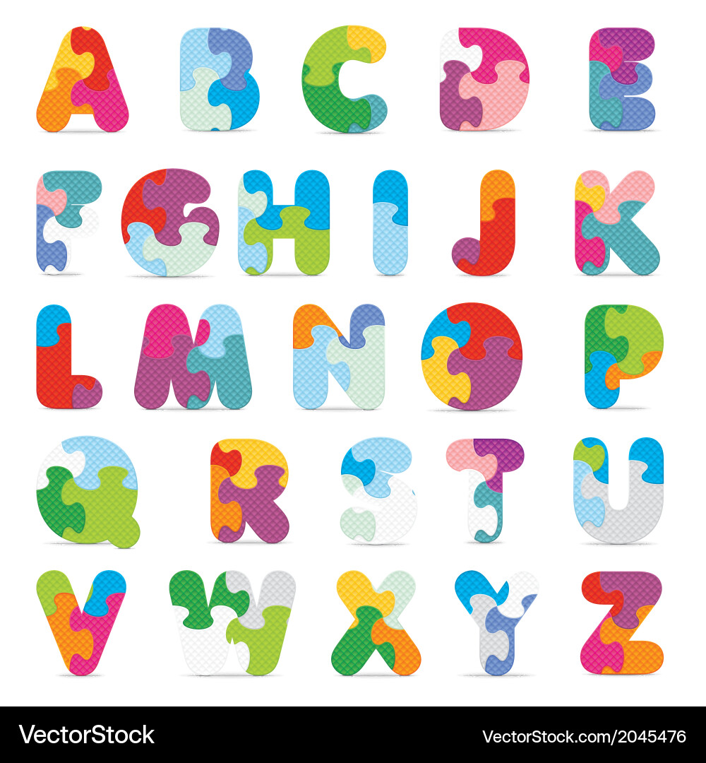 Alphabet written with puzzle Royalty Free Vector Image