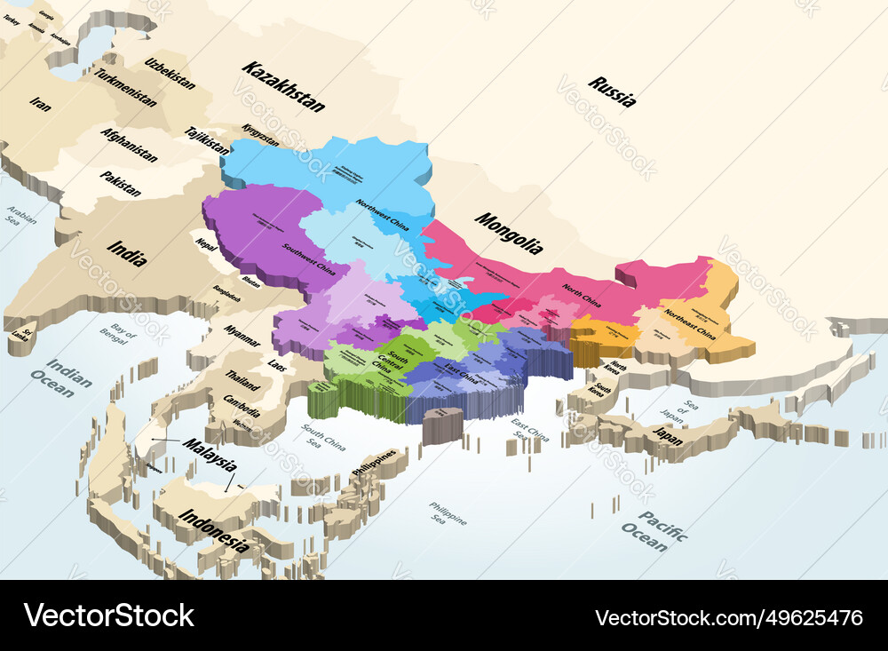 China municipalities map with neighbouring Vector Image