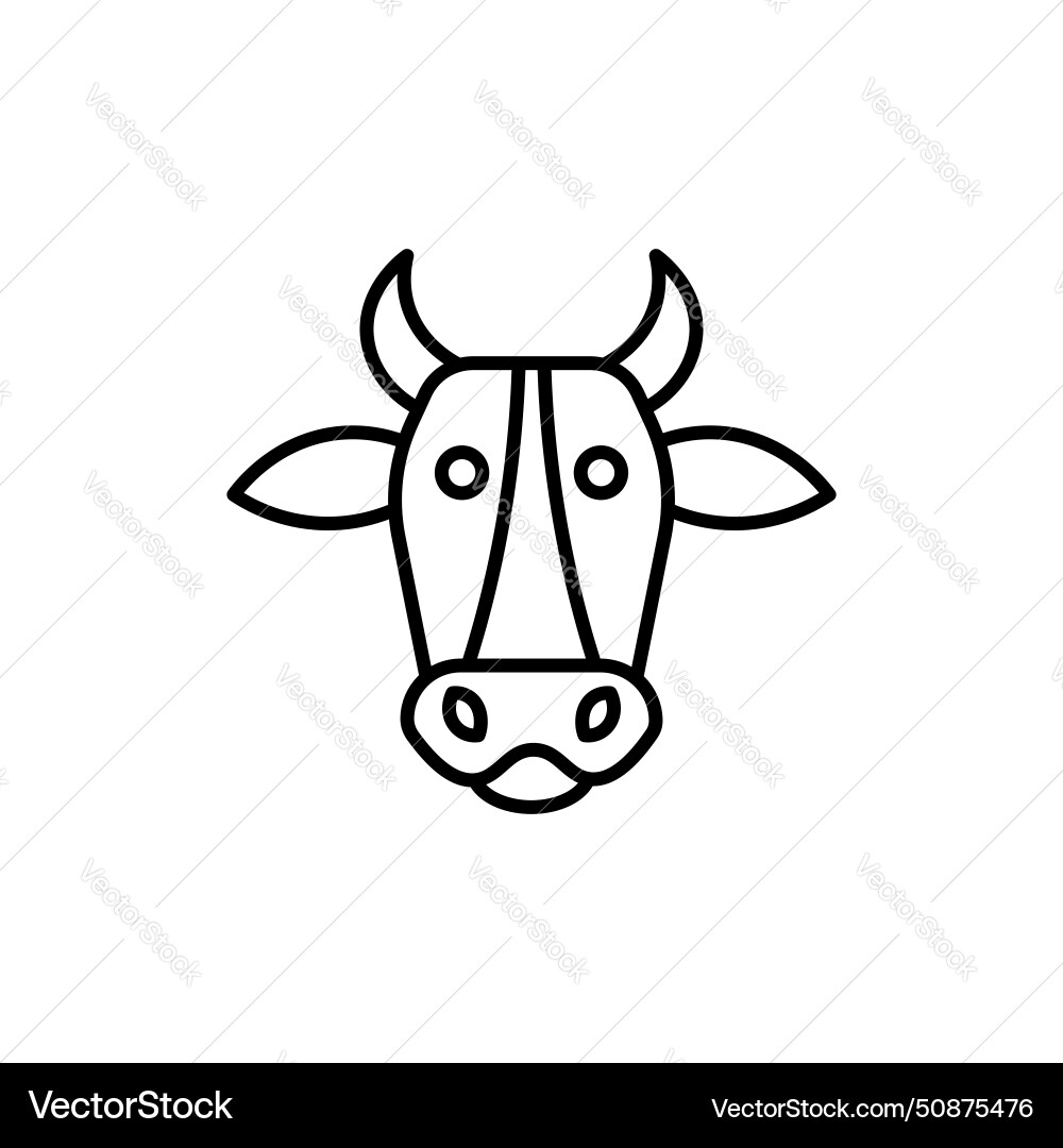 Cow icon set farm face symbol cattle horn Vector Image