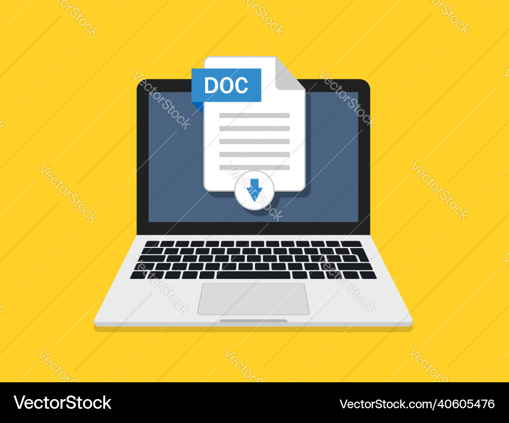 Download of doc document in computer icon Vector Image