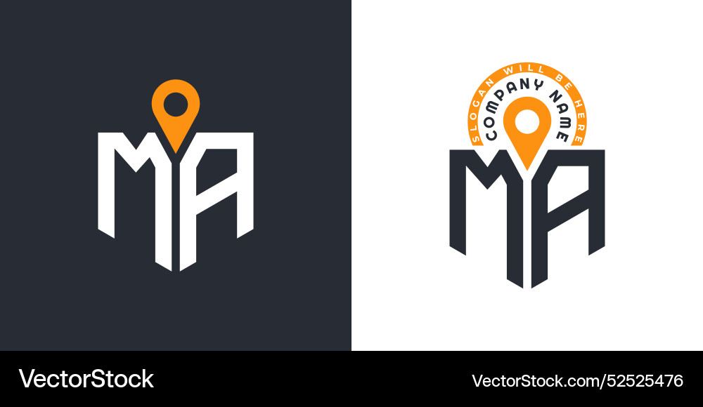 Ma location logo bundle letter dual icons Vector Image