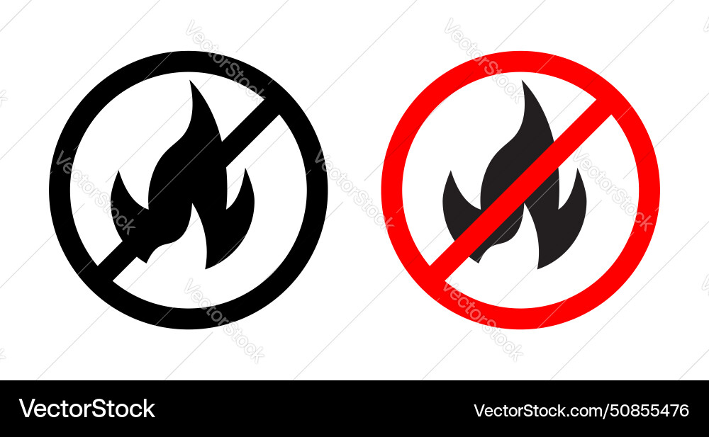 No fire sign icon set flame and burn ban symbol Vector Image