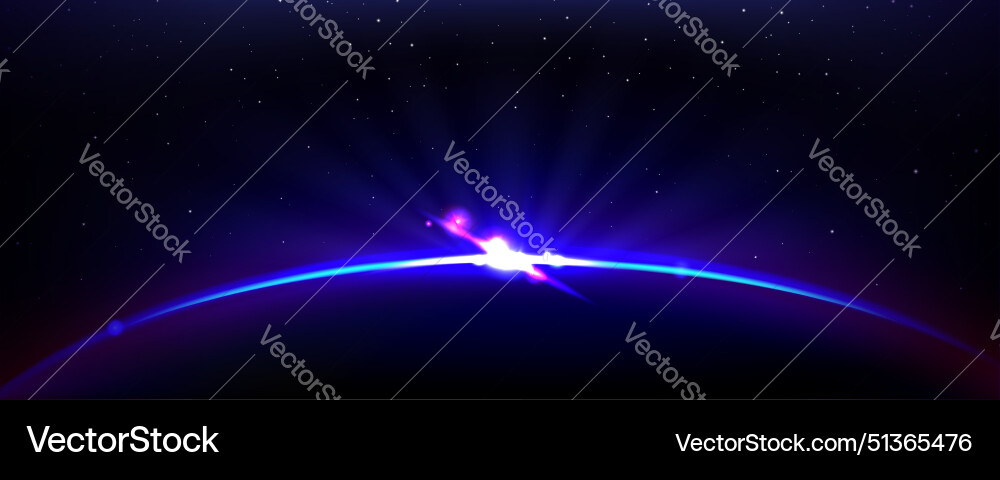 Purple planet and sun eclipse light space horizon Vector Image