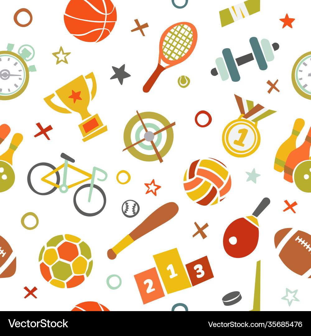 Sport seamless pattern fitness background Vector Image