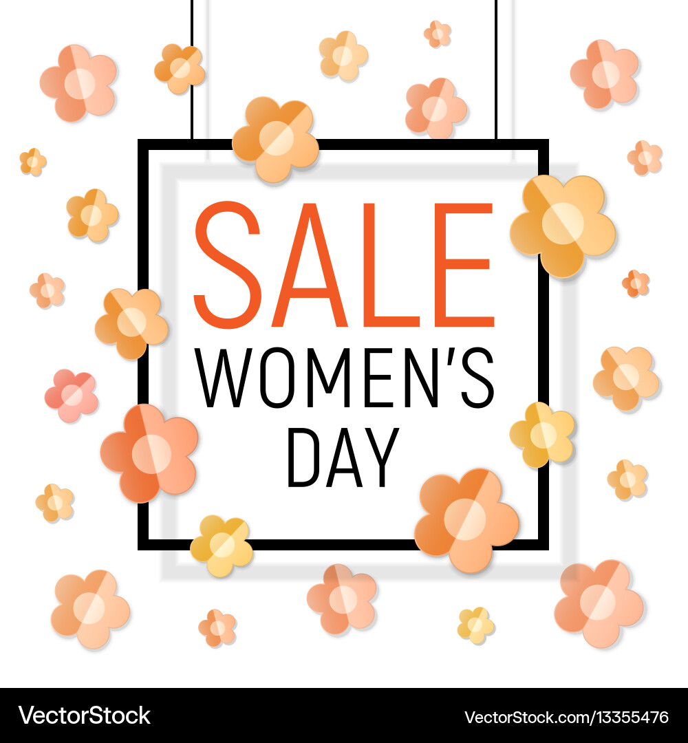 Spring sale text with frame paper flowers Vector Image