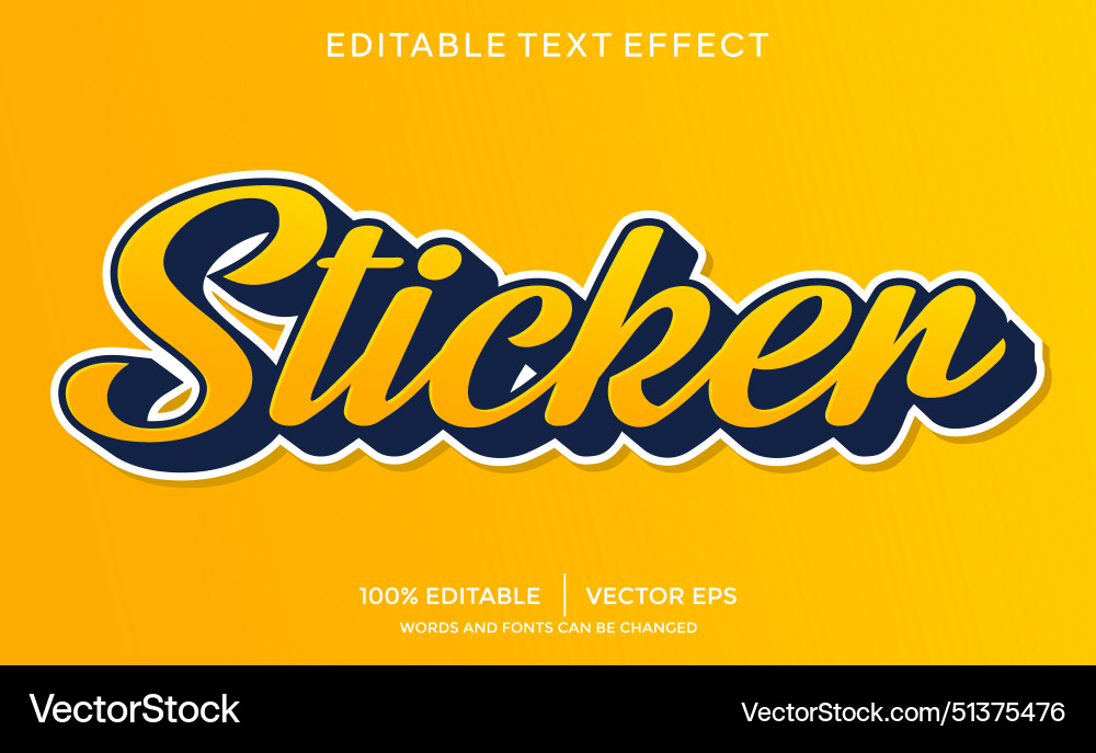 Sticker 3d text effect template Royalty Free Vector Image