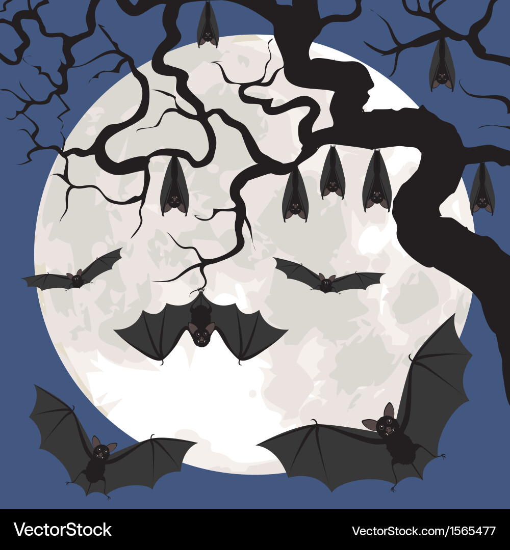 Bats on tree Royalty Free Vector Image - VectorStock