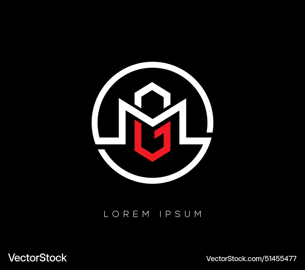 Creative mg gm letter logo design with circle Vector Image