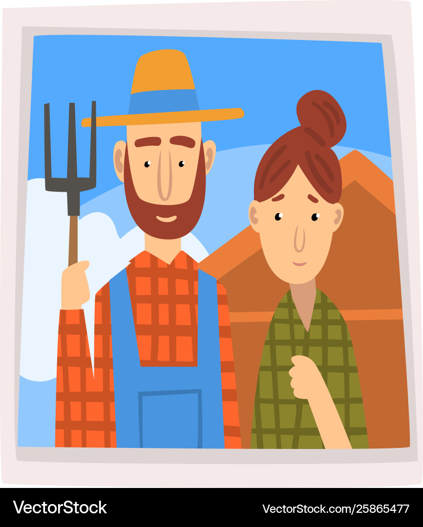Farmer and Wife Portrait Royalty Free Vector Image