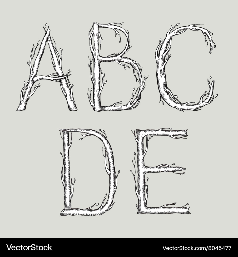 Hand drawn alphabet Royalty Free Vector Image - VectorStock
