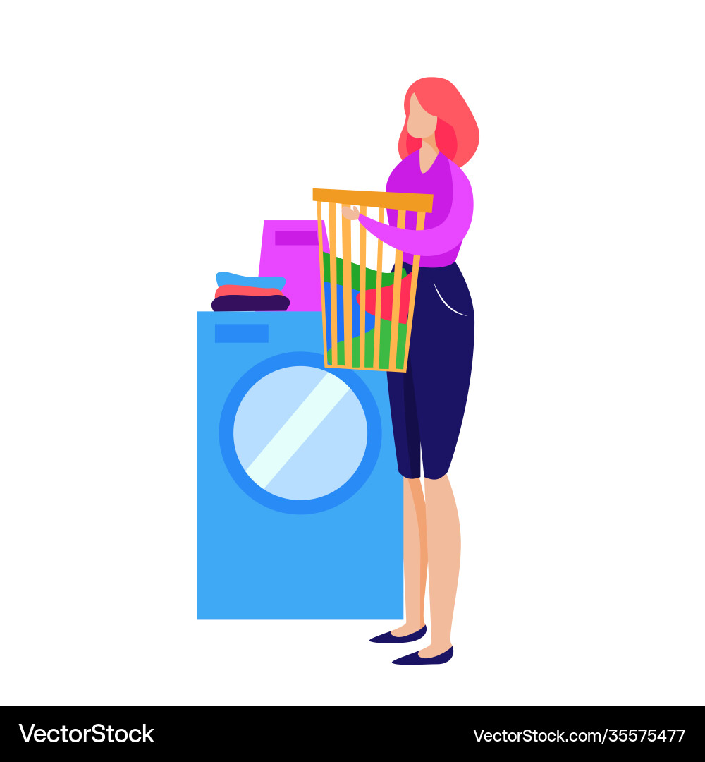 Housewife doing laundry Royalty Free Vector Image