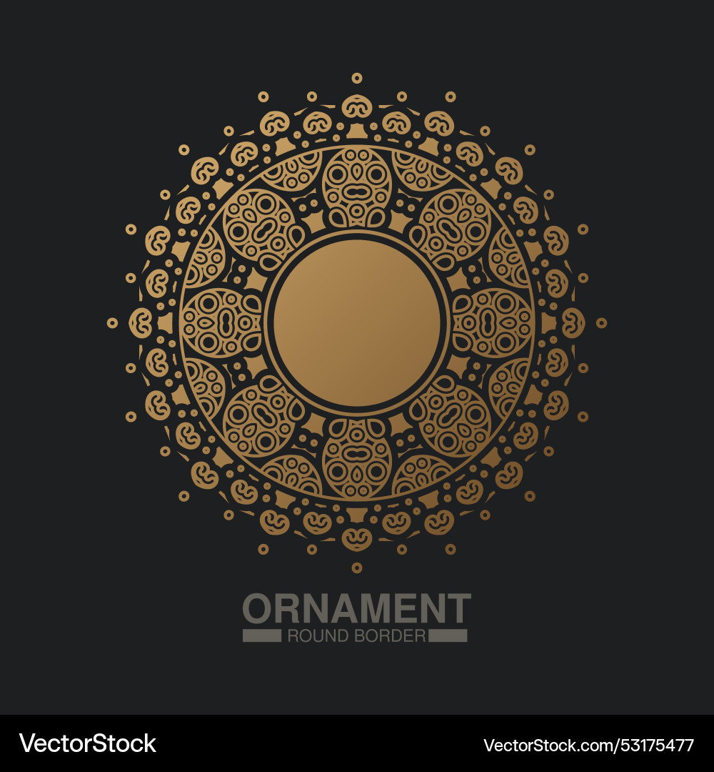 Luxury gold round floral frame design Royalty Free Vector