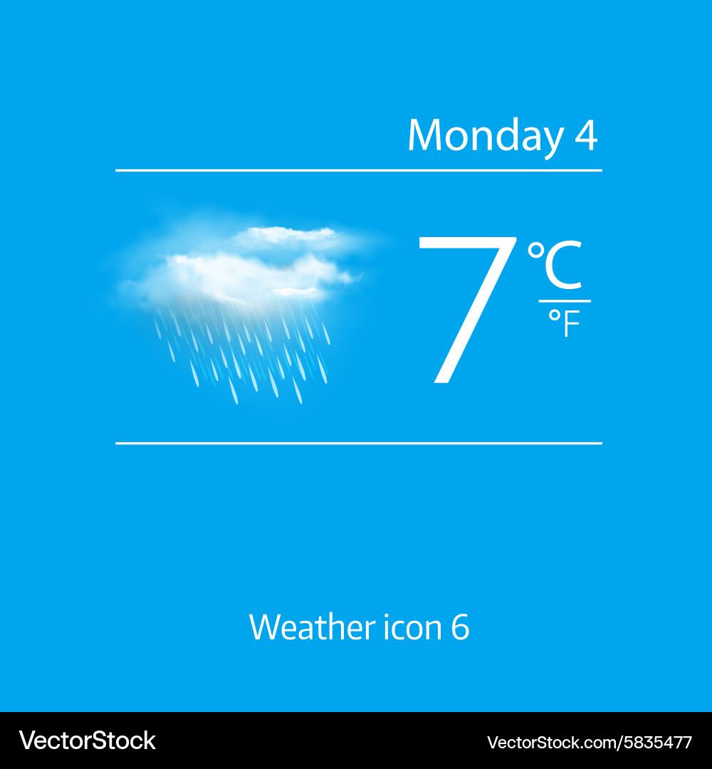 Realistic weather icon cloud with downpour Vector Image