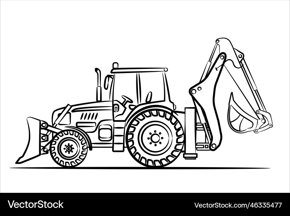 Sketch of a backhoe loader Royalty Free Vector Image Sketch of a backhoe loader Royalty Free Vector Image