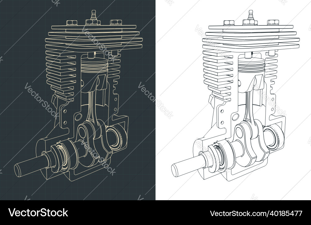 Zweitaktmotorzeichnungen Lizenzfreies Vektorbild