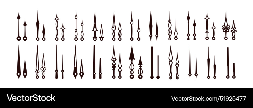 Vintage clock hands set antique watch pointer Vector Image