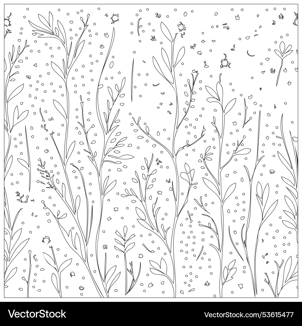 Wildflowers flower pattern outline sketch Vector Image