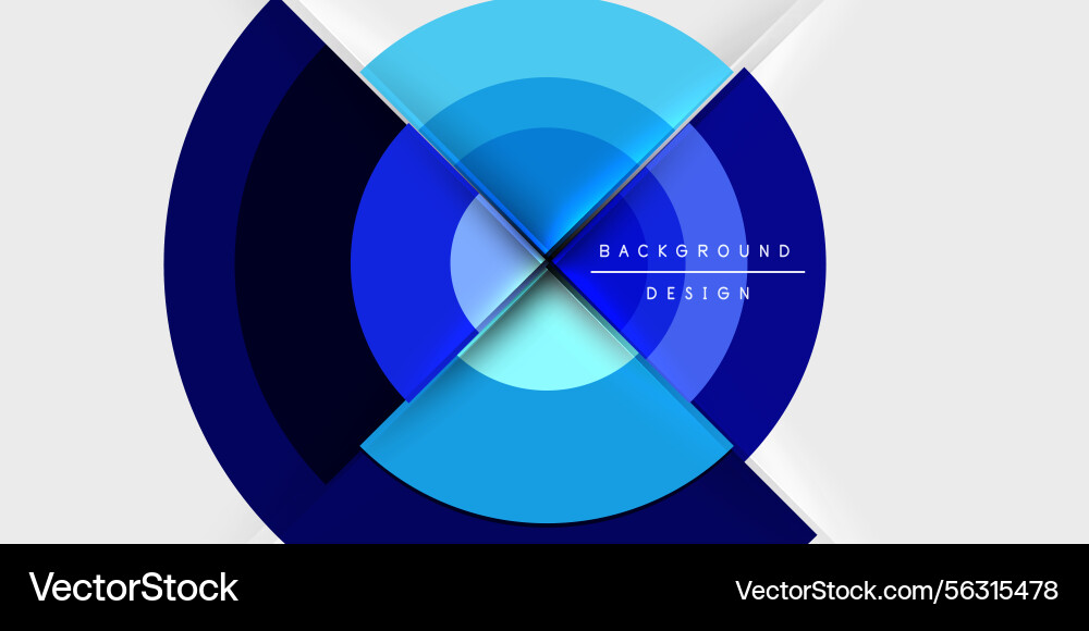 Abstract circular design blue shades overlap Vector Image