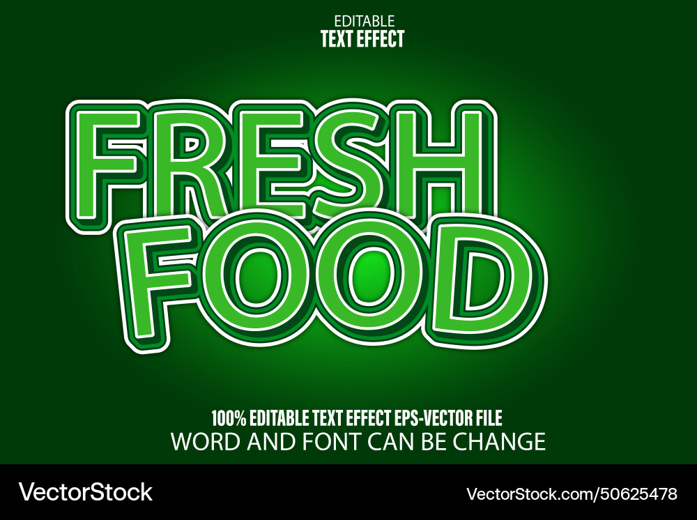 Fresh food editable text effect cartoon style Vector Image