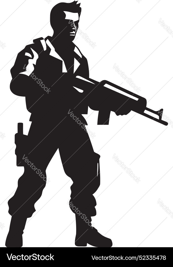 Frontline firearm black emblematic army gunner Vector Image