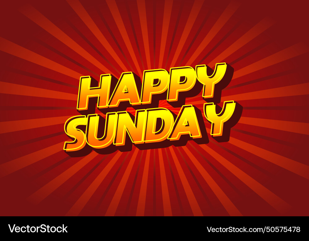 Happy sunday text effect in 3d with eye Royalty Free Vector