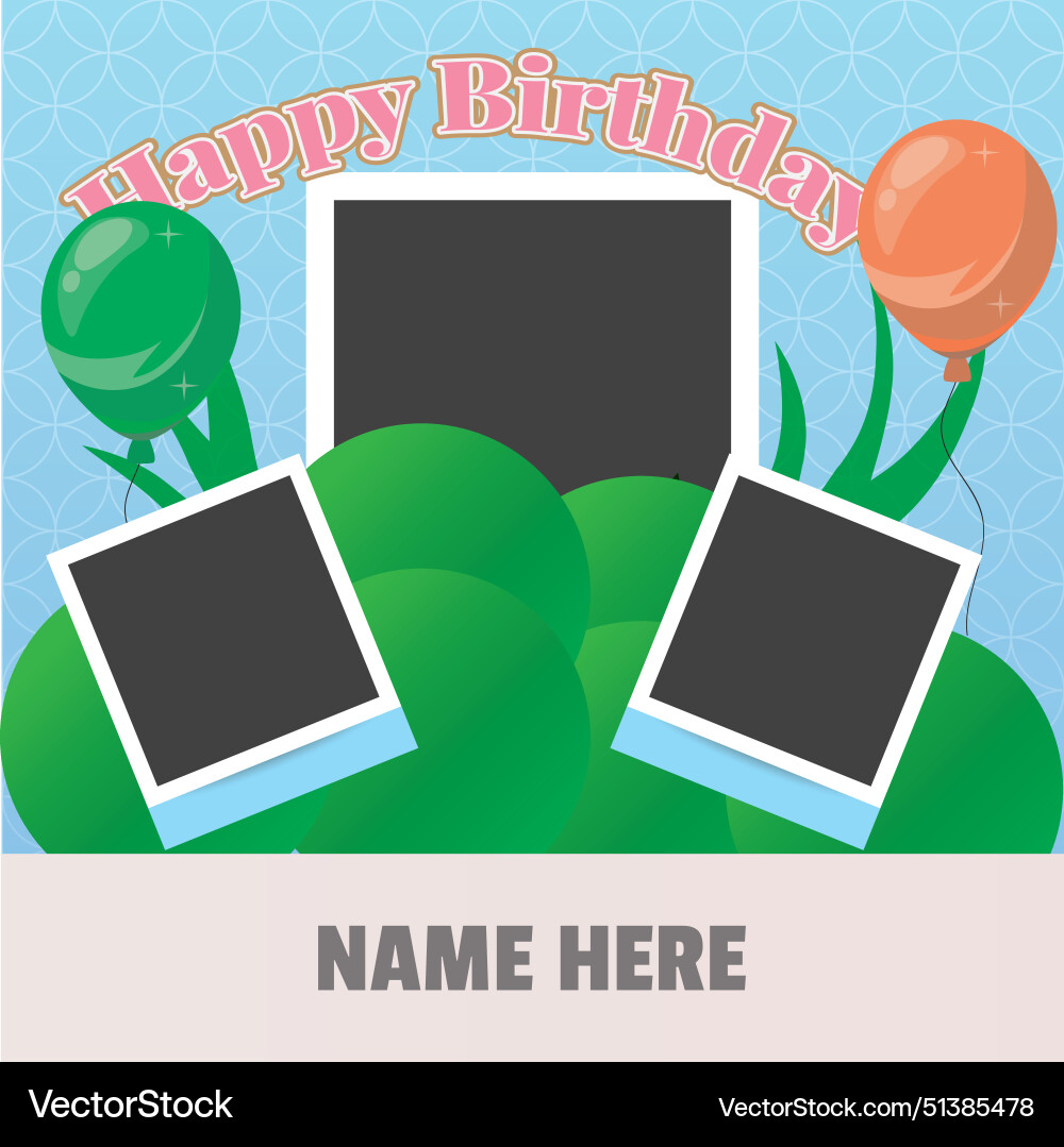 Nature green collage birthday template Royalty Free Vector