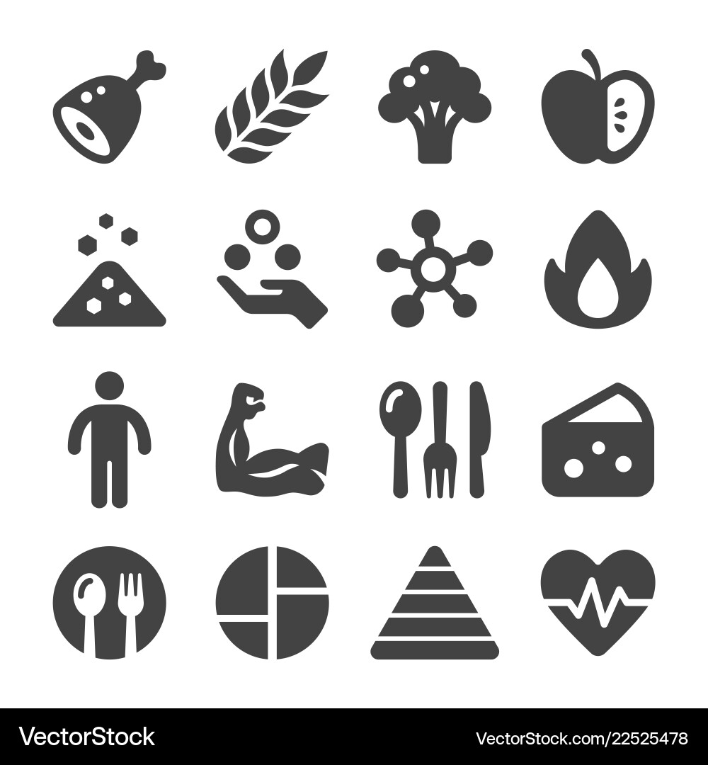 Nutrition Icon Set - Healthy Eating Royalty Free Vector
