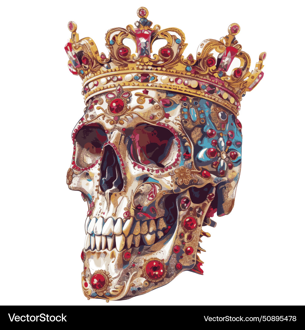 Royal skeleton crown vibrant Royalty Free Vector Image