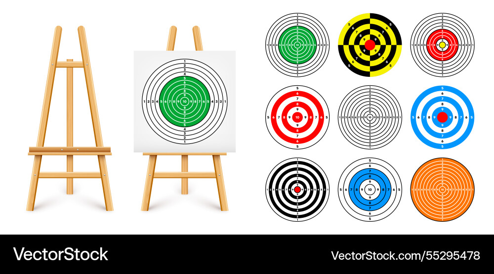 Shooting range target on a wooden easel stand Vector Image