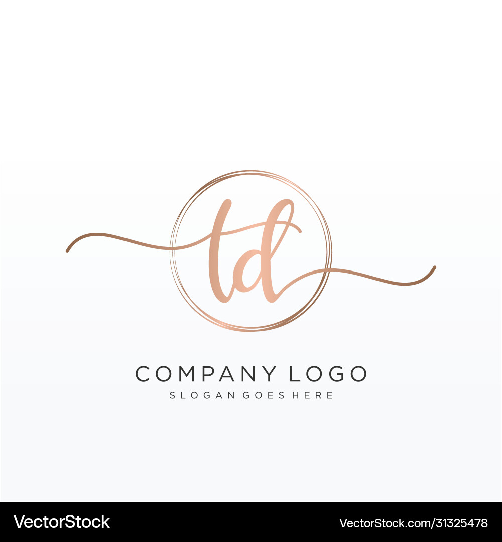 Td initial handwriting logo design Royalty Free Vector Image