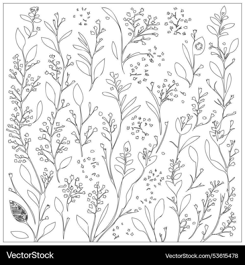 Wildflowers flower pattern outline sketch Vector Image