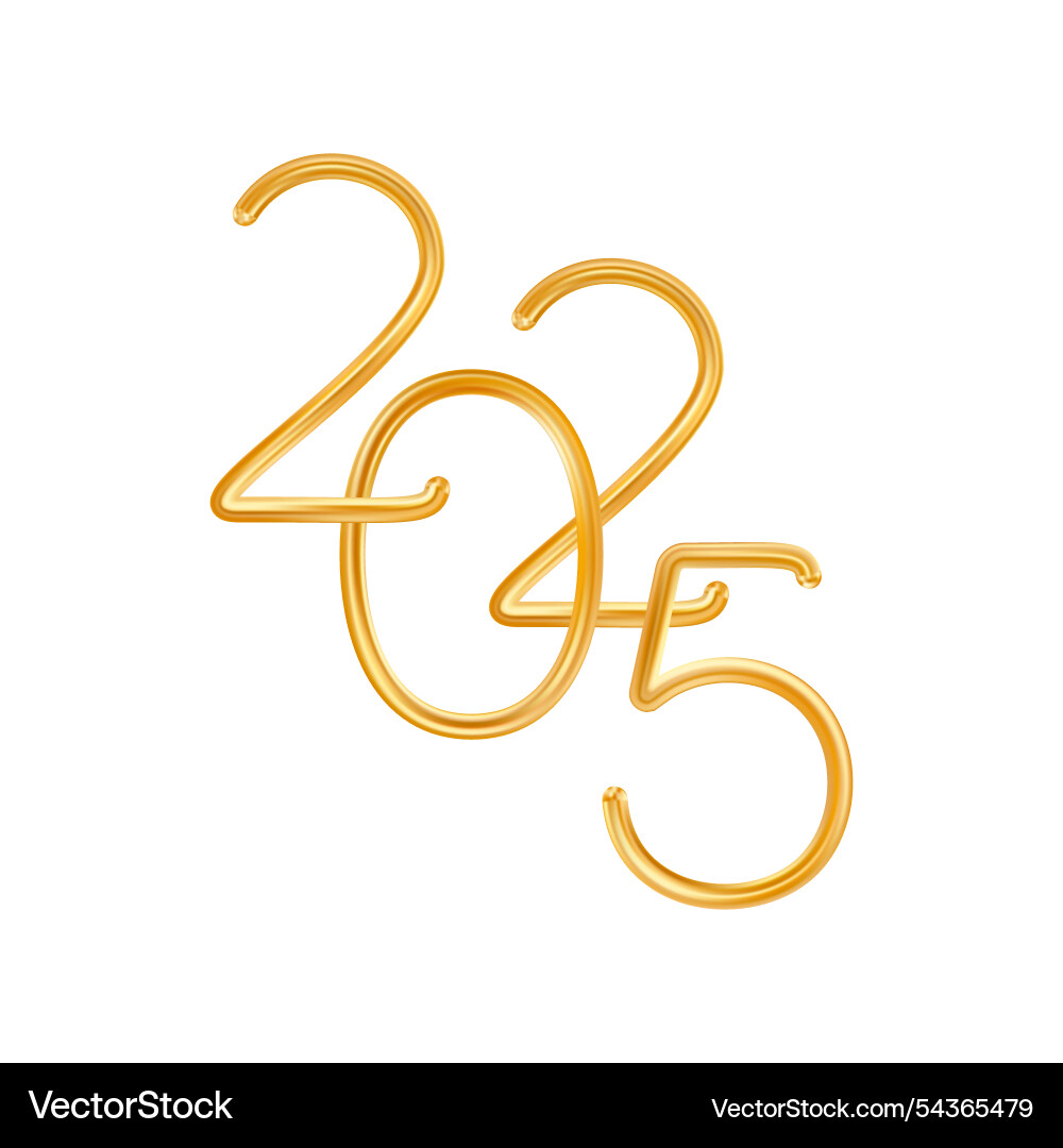 2025 gold thin realistic new year number Vector Image