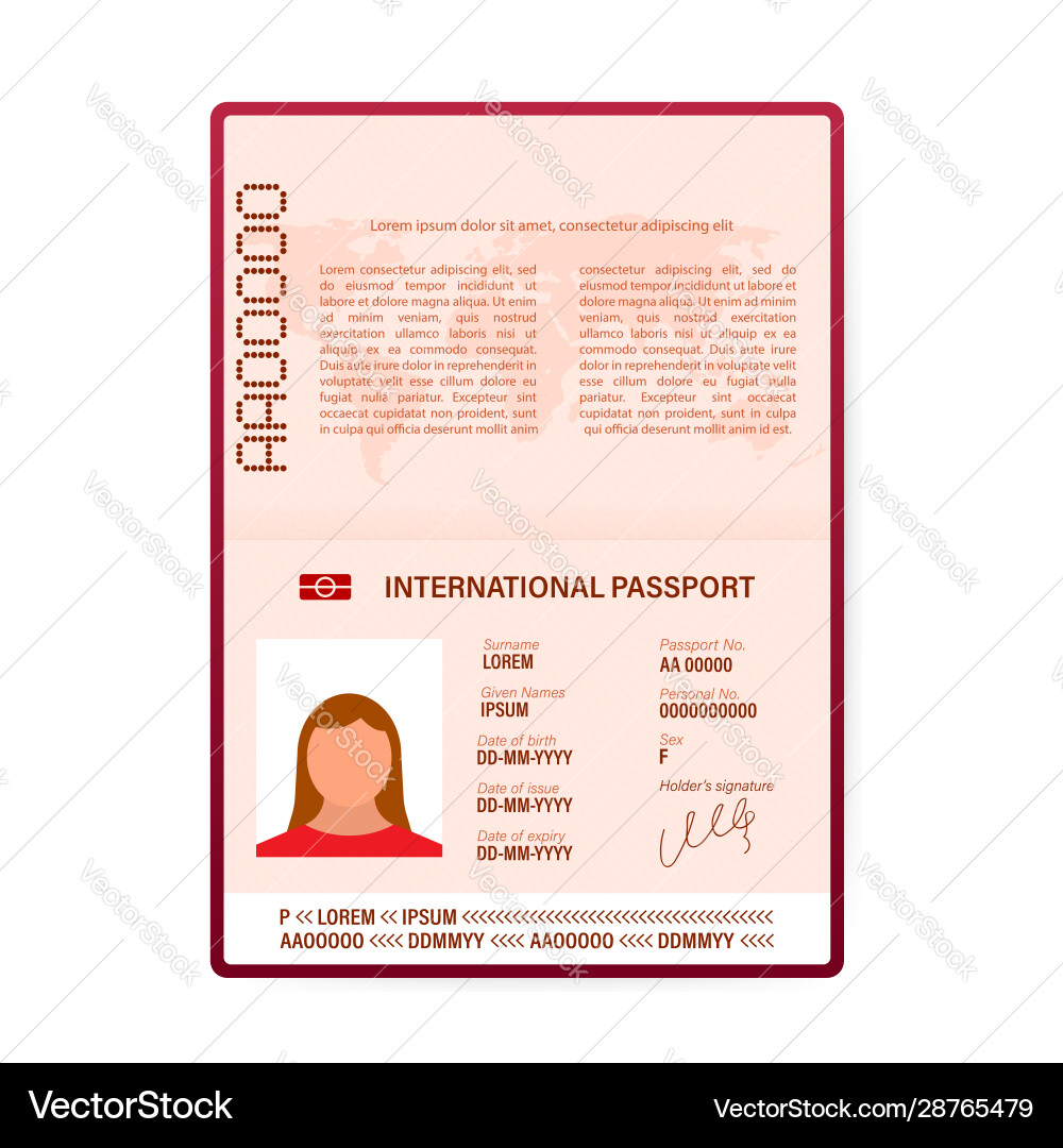 Blank open passport template international – Royalty-Free Vector ...