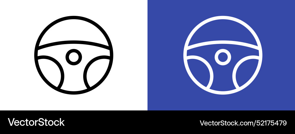 Car steering wheel logo sign set outline Vector Image