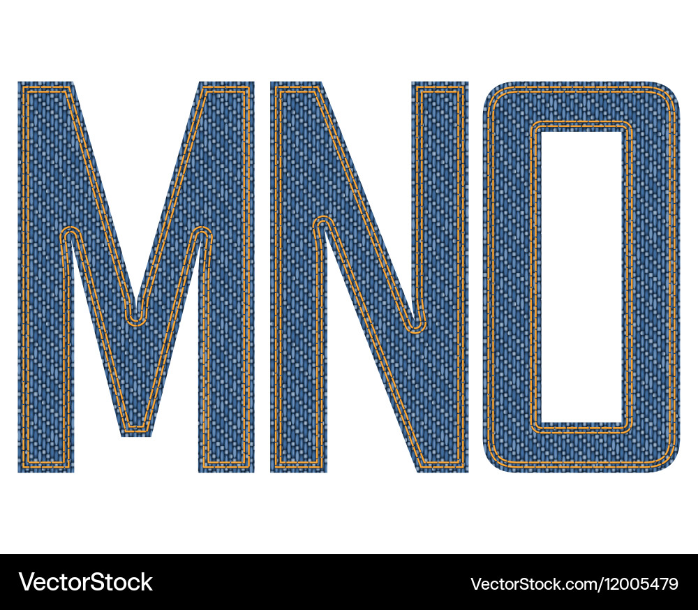 Denim fabric stithed letters Royalty Free Vector Image
