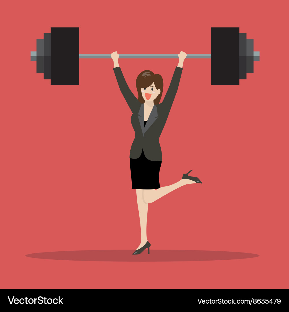 Geschäftsfrau heben ein schweres Gewicht Vektorbild