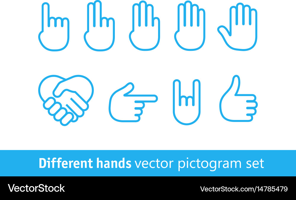 Hand Pictograms Lineart Set Royalty Free Vector Image