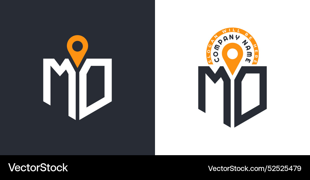 Md location logo bundle letter dual icons Vector Image