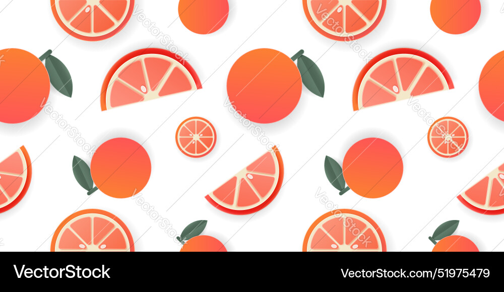Seamless pattern 3d papercut orange sliced cutout Vector Image