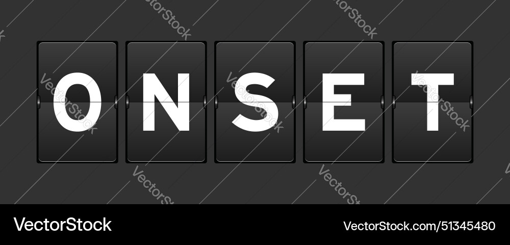 Black color analog flip board with word onset Vector Image