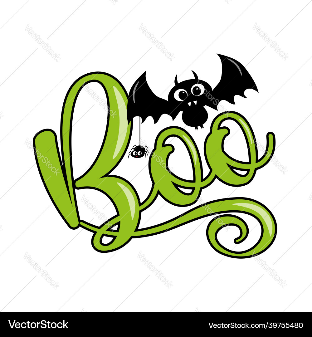 Boo - cute bat and spider Royalty Free Vector Image