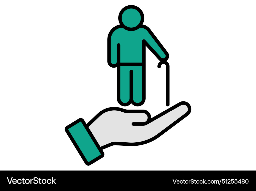 Elderly care icon hand with related Royalty Free Vector
