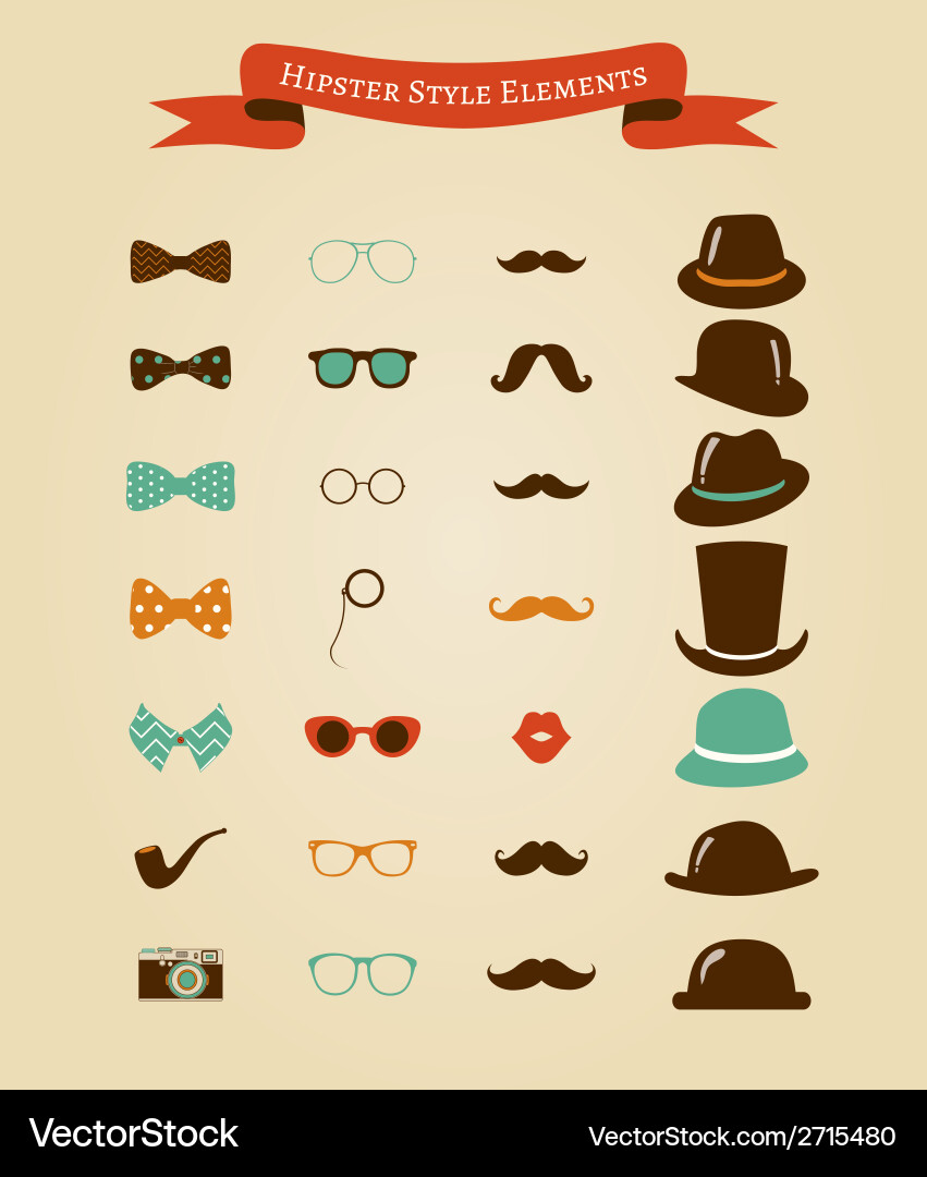 Hipster retro vintage icon set Royalty Free Vector Image