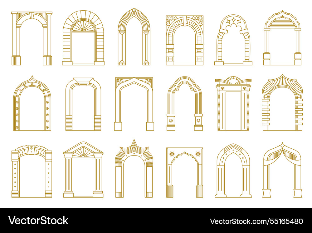 Line arch door frames minimalist ornate geometric Vector Image