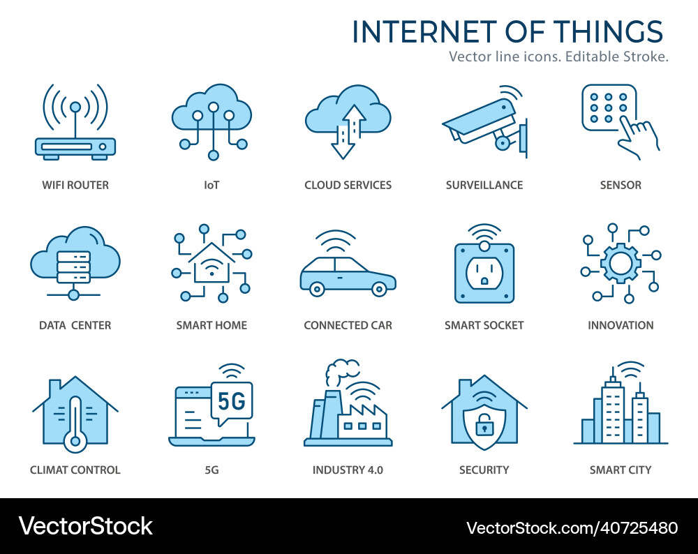 Smart City IoT Icons Royalty Free Vector Image