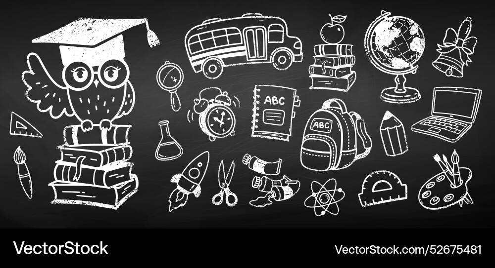 Chalk drawn education set Royalty Free Vector Image