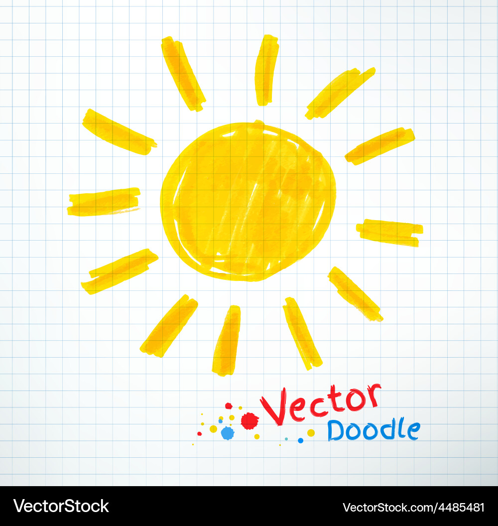 Childlike drawing of sun Royalty Free Vector Image
