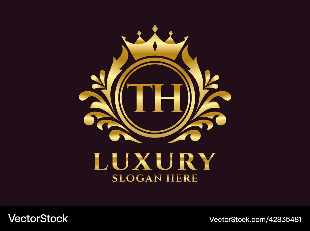 Initial th letter royal luxury logo template Vector Image