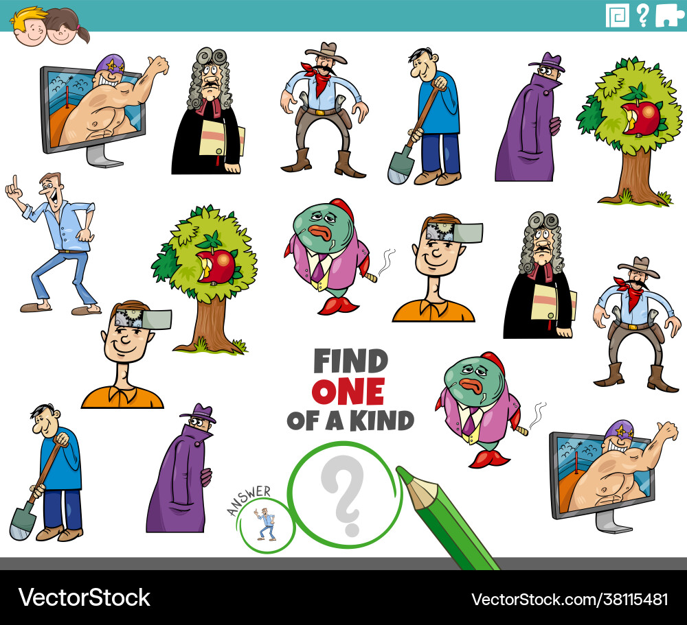 One a kind task for children with cartoon Vector Image